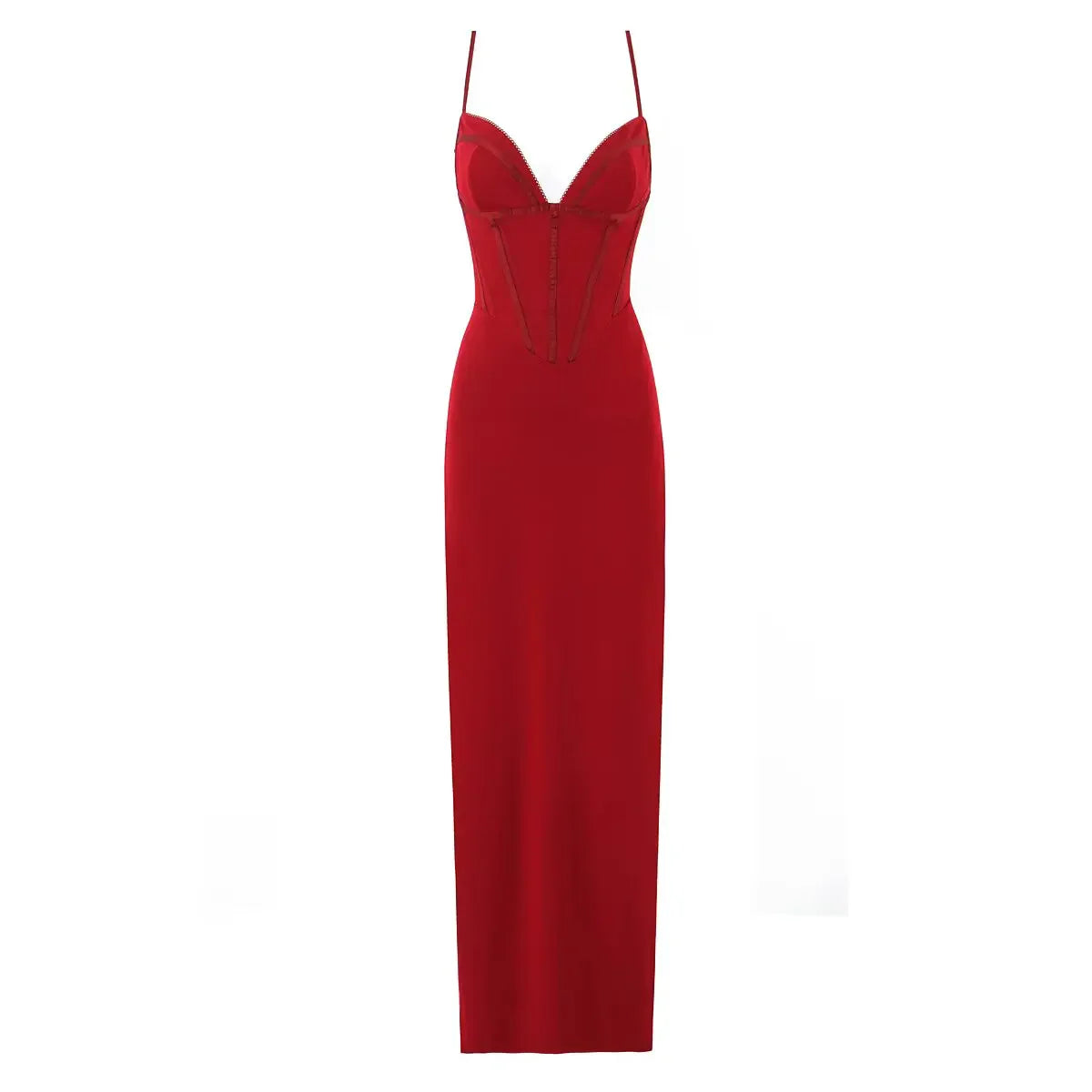 Red Spaghetti Straps Lace Up Bandage Bodycon Midi Dress – Okanna