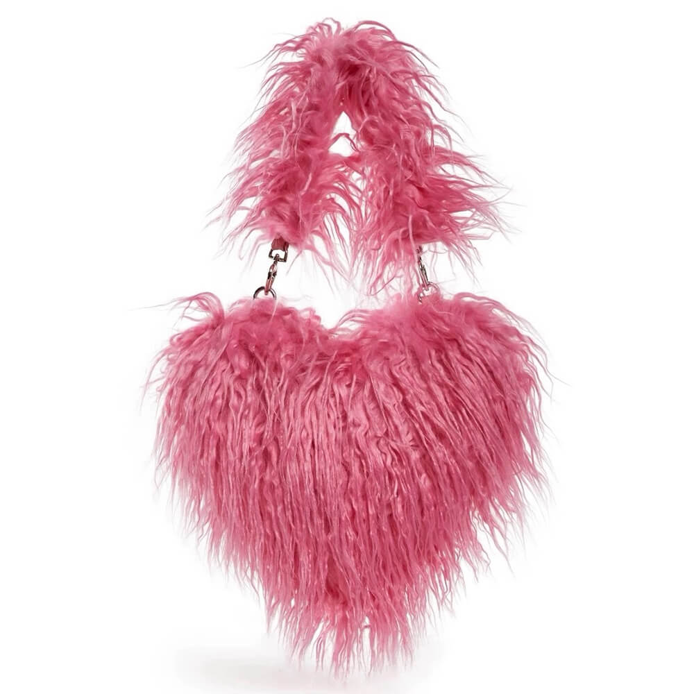 Fuzzy Heart Shaped Bag – Okanna