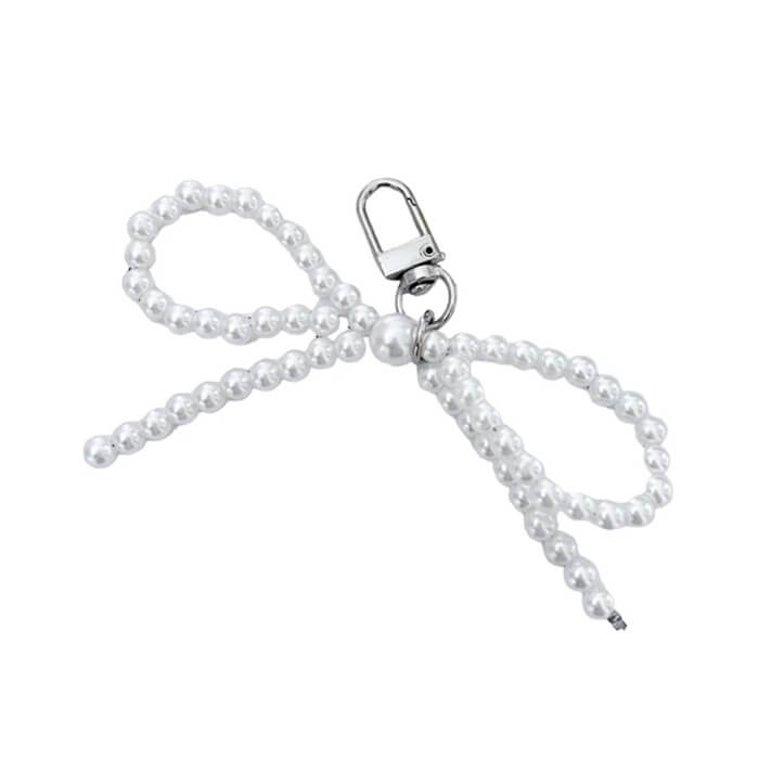 Pearl Beaded Bow Keychain – Okanna