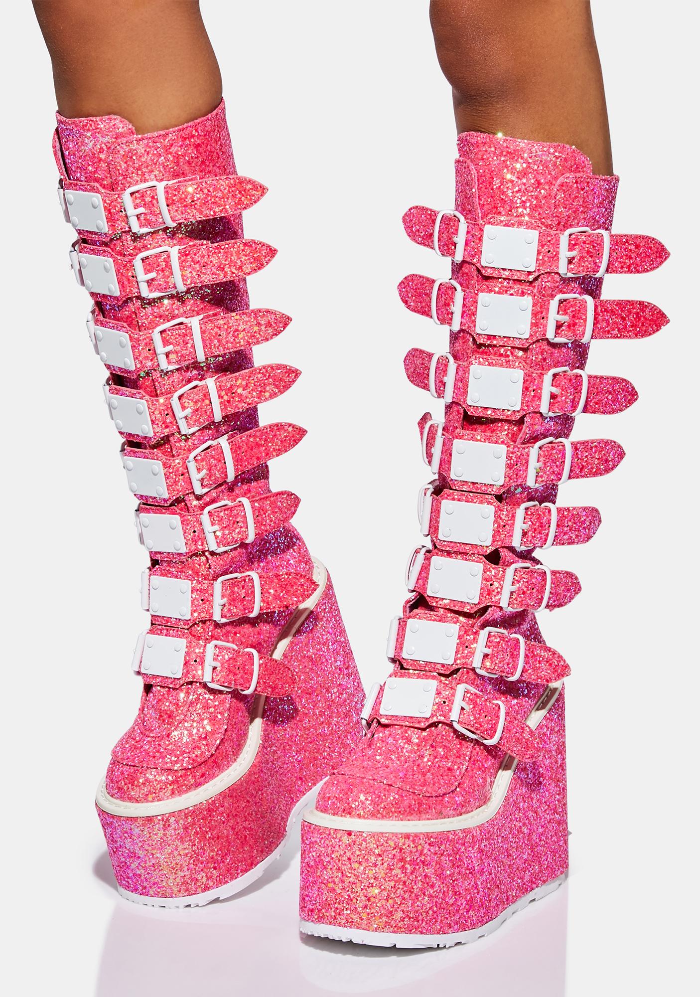 UV PINK GLITTER TRINITY BOOTS – Okanna