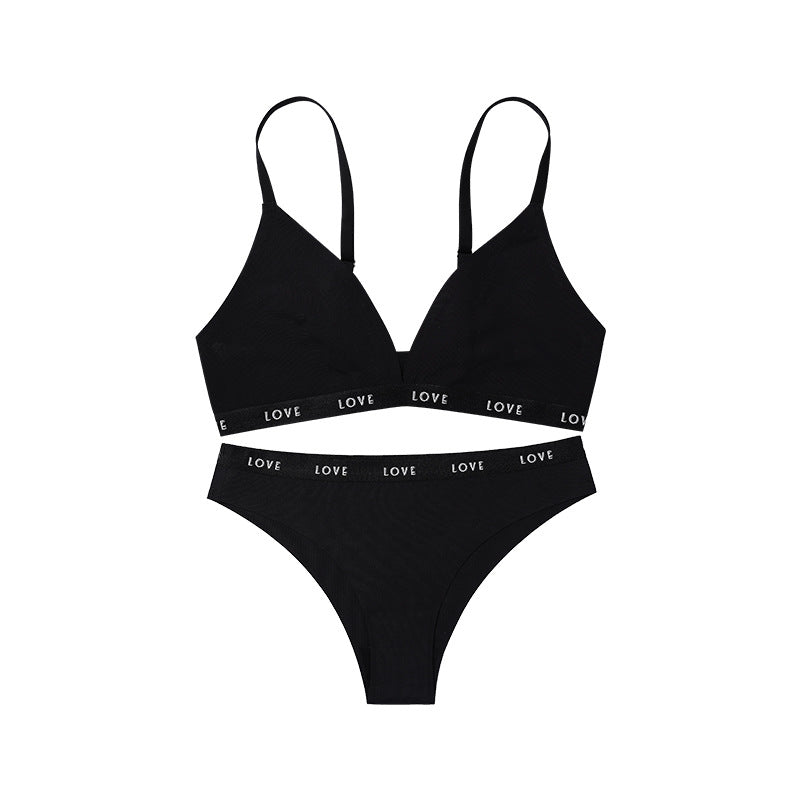 Letter Print Seamless Wireless Bra and Panty Set – Okanna