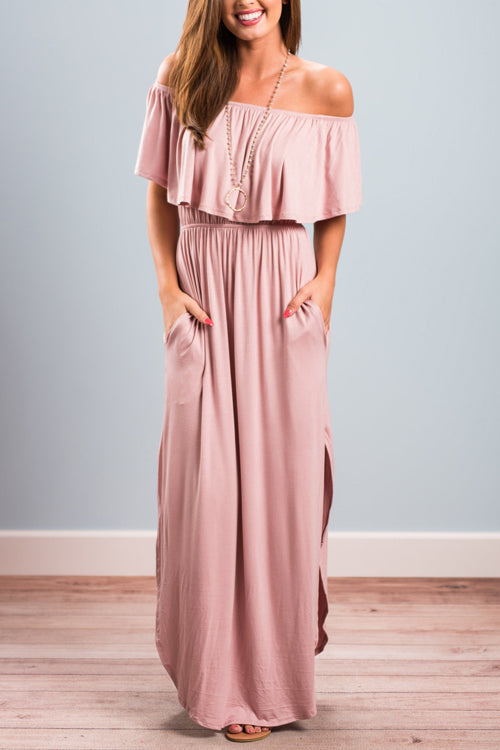 Milani Peach Off Shoulder Maxi Dress - 4 Colors – Okanna