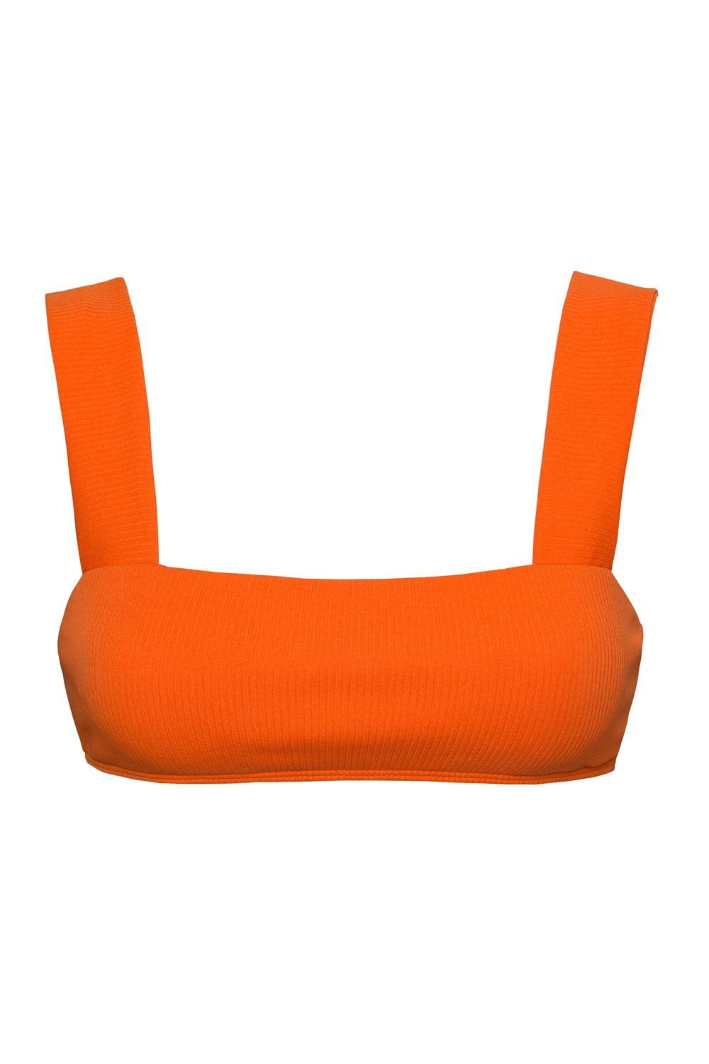 Orange Ribbed Square Thick Shoulder Bikini Top – Okanna