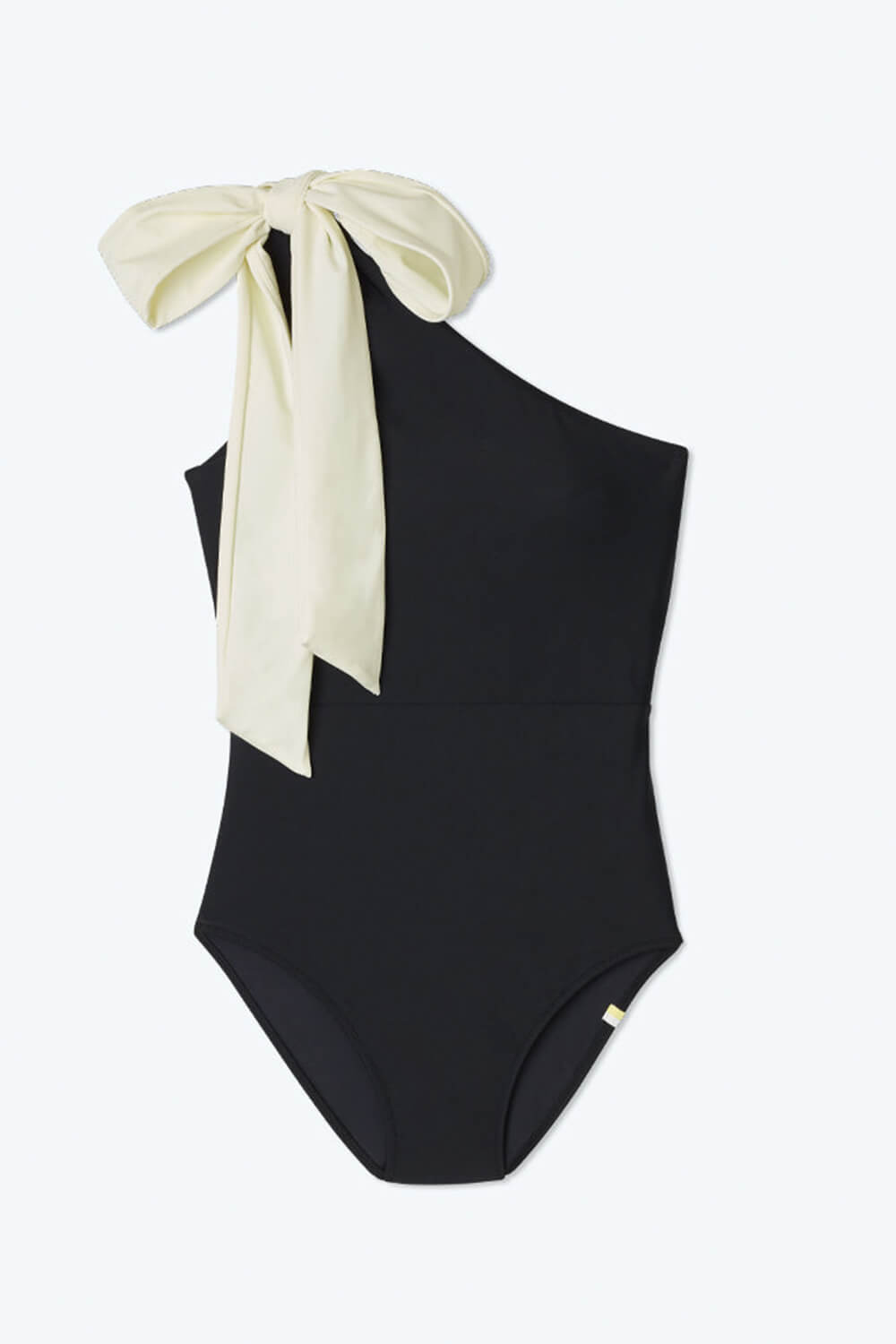 Black Bow-Tie Shoulder Asymmetric One Piece Swimsuit – Okanna
