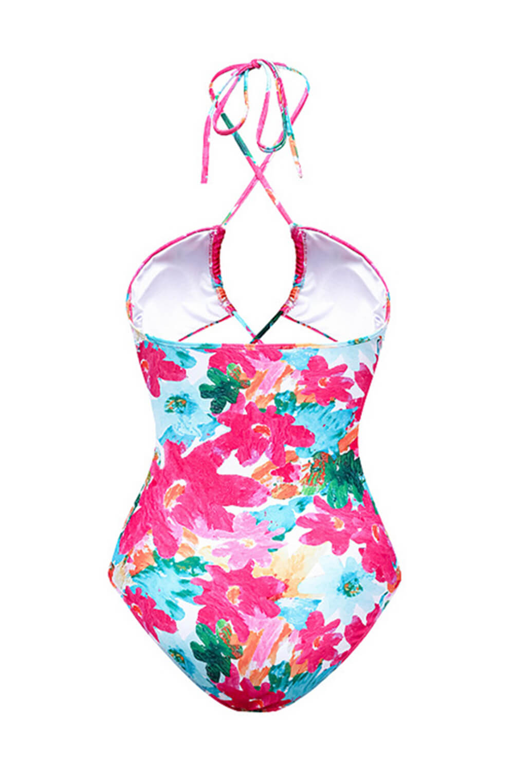 Floral Laceup Crossover Halterneck One Piece Swimsuit – Okanna