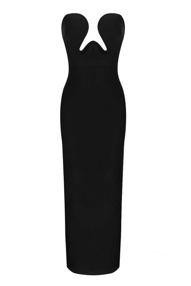 Luxury Push Up Strapless High Slit Bandage Maxi Formal Dress - Black ...